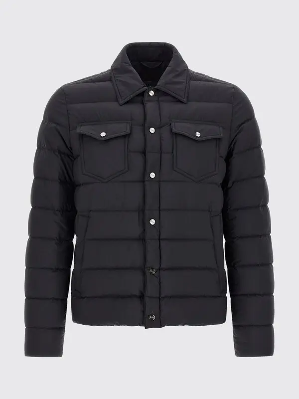 Herno Short Quilted Nylon Puffer Jacket With Classic Collar - Black