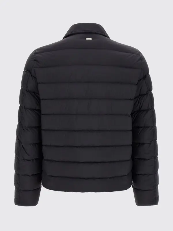 Herno Short Quilted Nylon Puffer Jacket With Classic Collar - Black