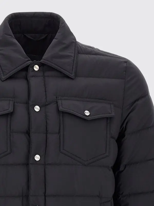 Herno Short Quilted Nylon Puffer Jacket With Classic Collar - Black