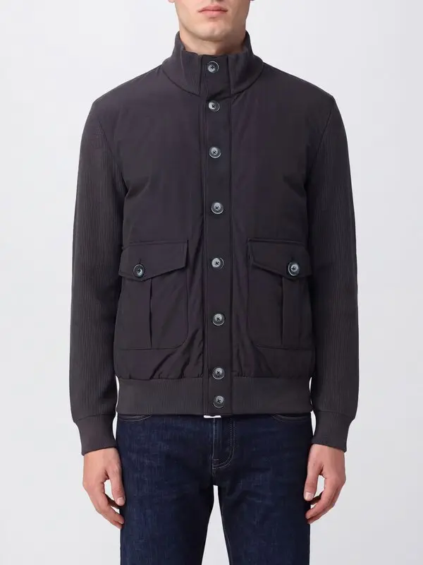 Herno Cotton Bomber Jacket With High Neck And Button Closure