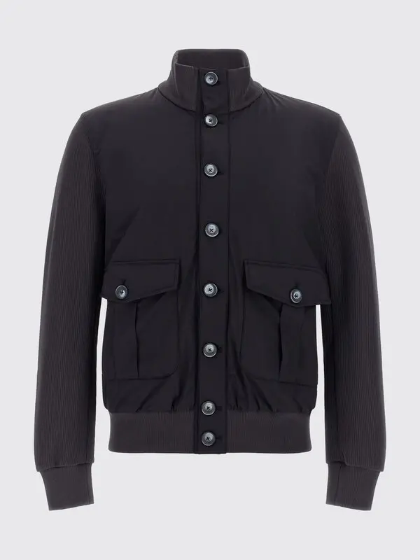 Herno Cotton Bomber Jacket With High Neck And Button Closure