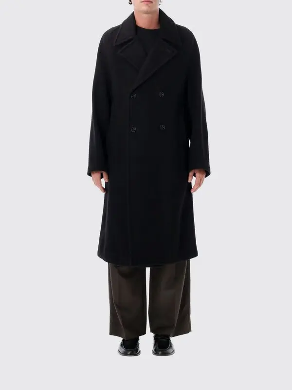 LEMAIRE Long Wool And Alpaca Double-breasted Coat - Black