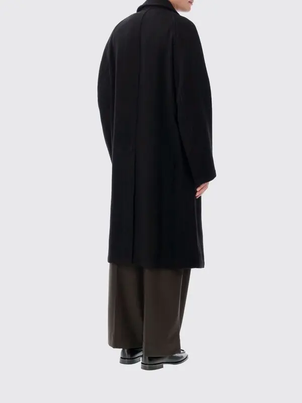LEMAIRE Long Wool And Alpaca Double-breasted Coat - Black