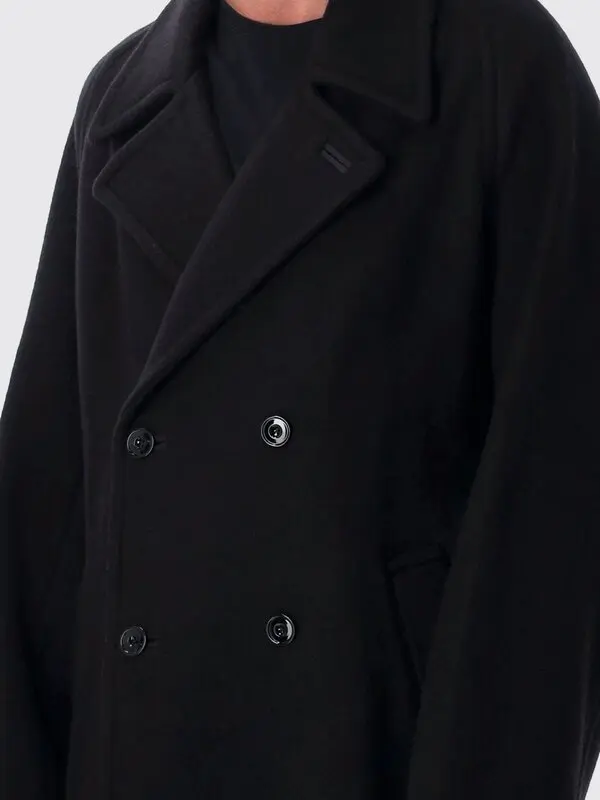 LEMAIRE Long Wool And Alpaca Double-breasted Coat - Black