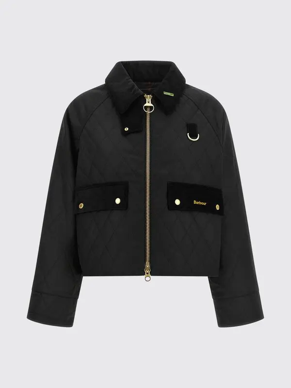 Barbour Quilted Waxed Cotton Spey Jacket With Velvet Collar