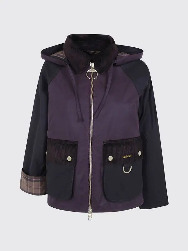Barbour Waxed Cotton Jacket With Hood And Velvet Collar - Brown
