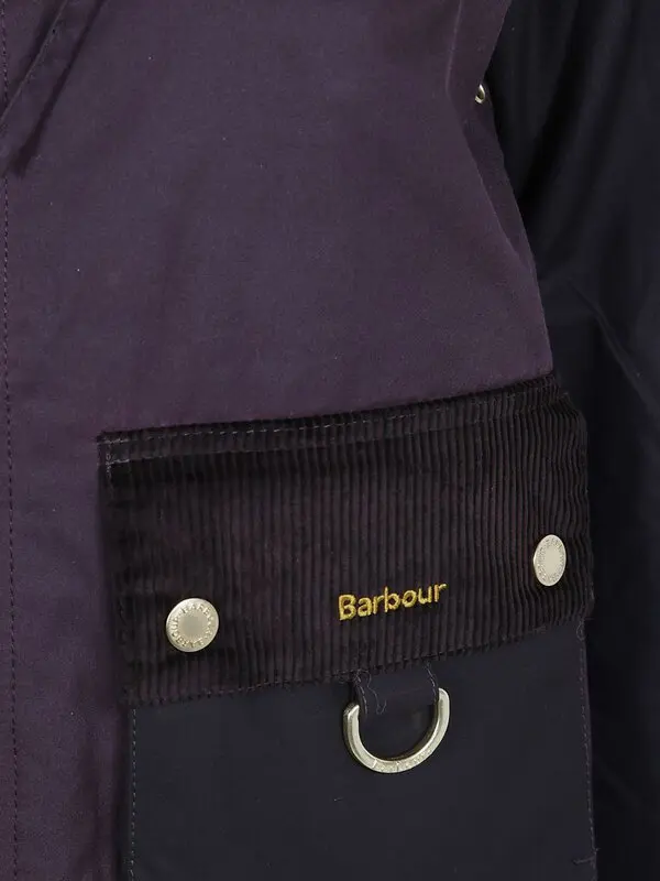 Barbour Waxed Cotton Jacket With Hood And Velvet Collar - Brown