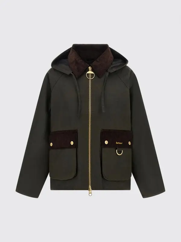 Barbour Waxed Cotton Jacket With Hood And Velvet Collar
