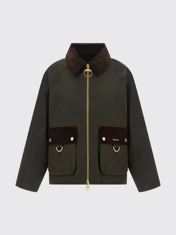 Barbour Waxed Cotton Jacket With Hood And Velvet Collar