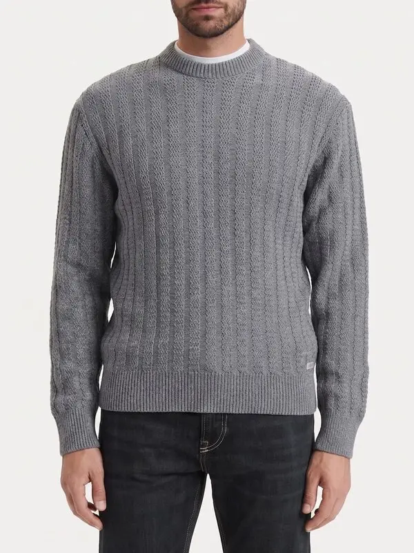BOSS Long-sleeved Cotton Crewneck Jumper - Grey