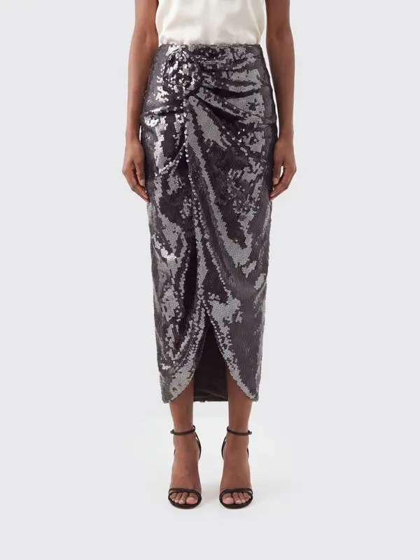 ROTATE BY BIRGER CHRISTENSEN High-waisted Midi Pencil Skirt With Sequins And Front Slit