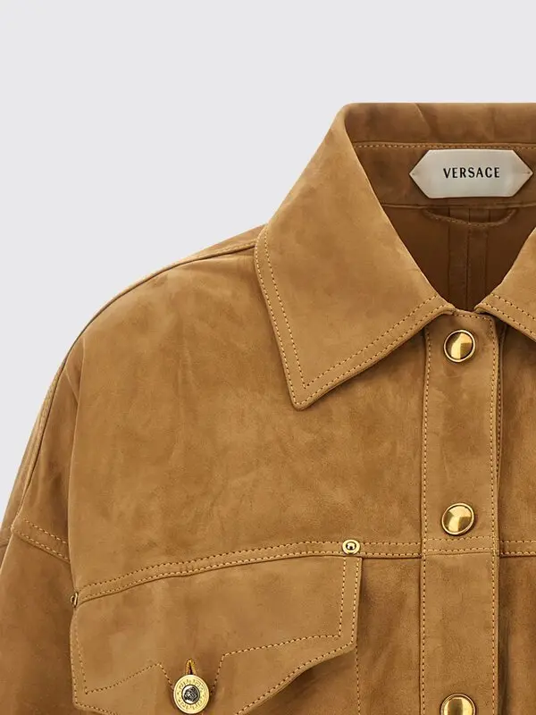 Versace Suede Leather Shirt-style Bomber Jacket