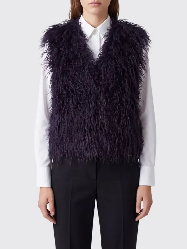 FORTE_FORTE Faux Fur V-neck Waistcoat