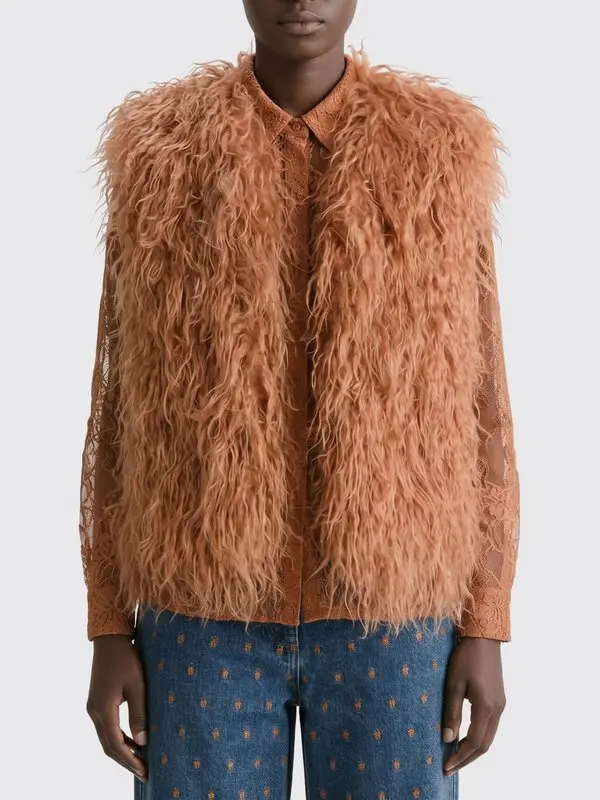 FORTE_FORTE Faux Fur Waistcoat - Orange