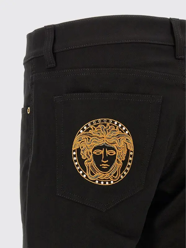 Versace Skinny Fit Stretch Denim Jeans With Medusa Logo