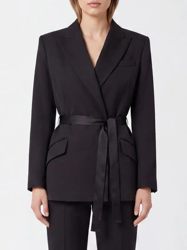 Elisabetta Franchi Peaked Lapel Belted Jacket