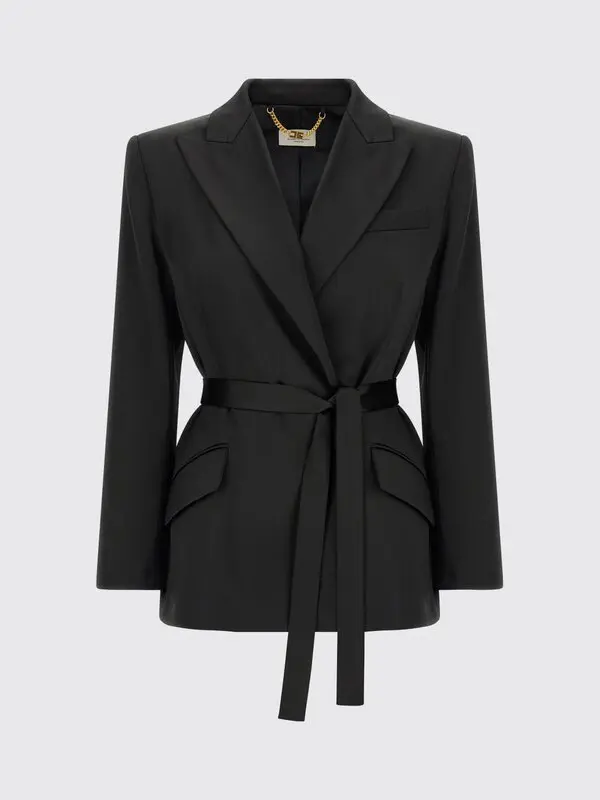 Elisabetta Franchi Peaked Lapel Belted Jacket