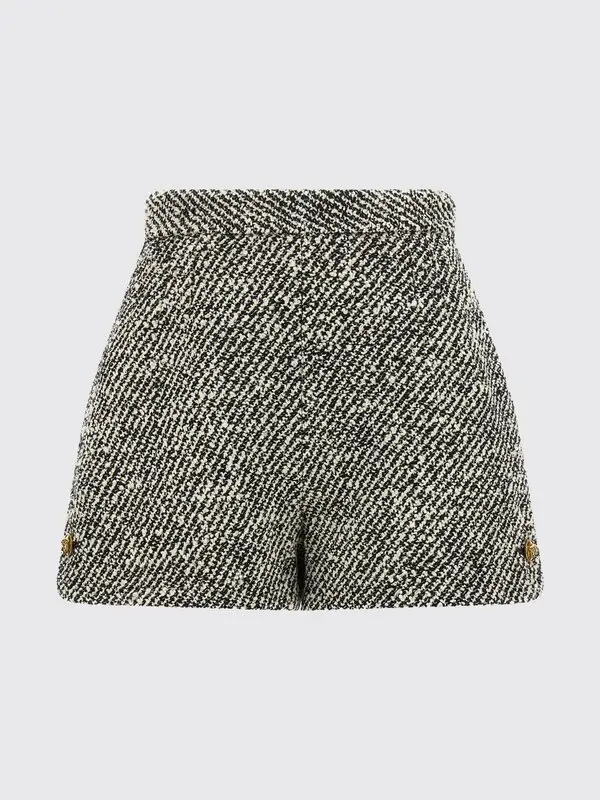 Versace High-waisted Abstract Pattern Tweed Shorts