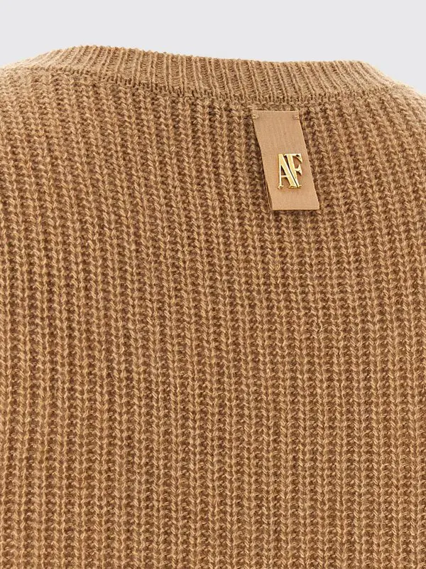 Alberta Ferretti Cashmere And Camel Midi Knit Dress With Macramé Inserts - Brown