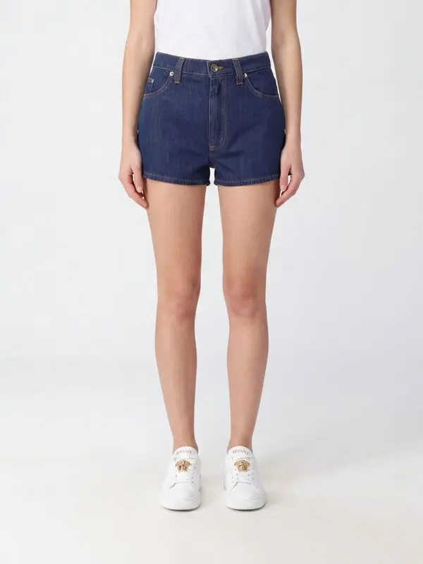 Versace Cotton Denim Shorts With Medusa Logo