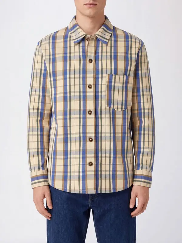 A.p.c. Long-sleeved Check Pattern Cotton Shirt