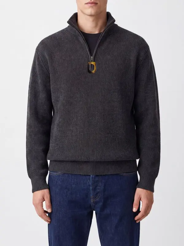 JW Anderson High-neck Half-zip Wool Blend Jumper - Grey
