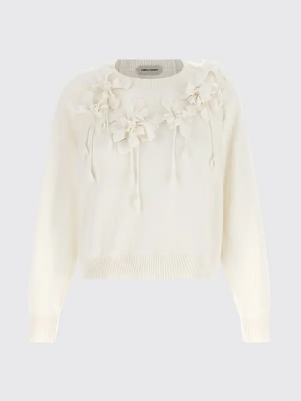 Alberta Ferretti Embroidered Virgin Wool Crewneck Jumper - White