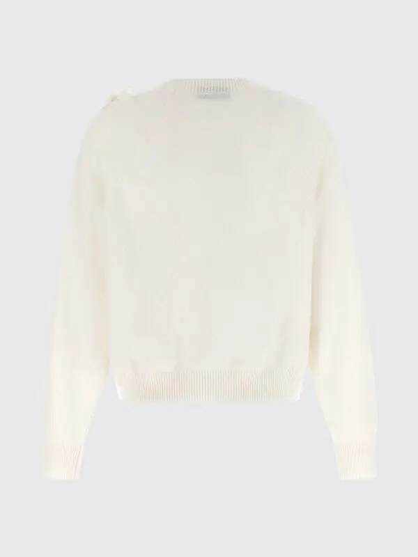 Alberta Ferretti Embroidered Virgin Wool Crewneck Jumper - White