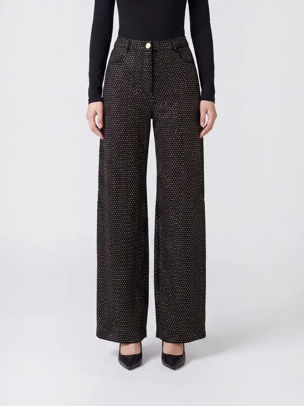 Elisabetta Franchi High-waist Baggy Jeans With Rhinestone Embellishments - Black