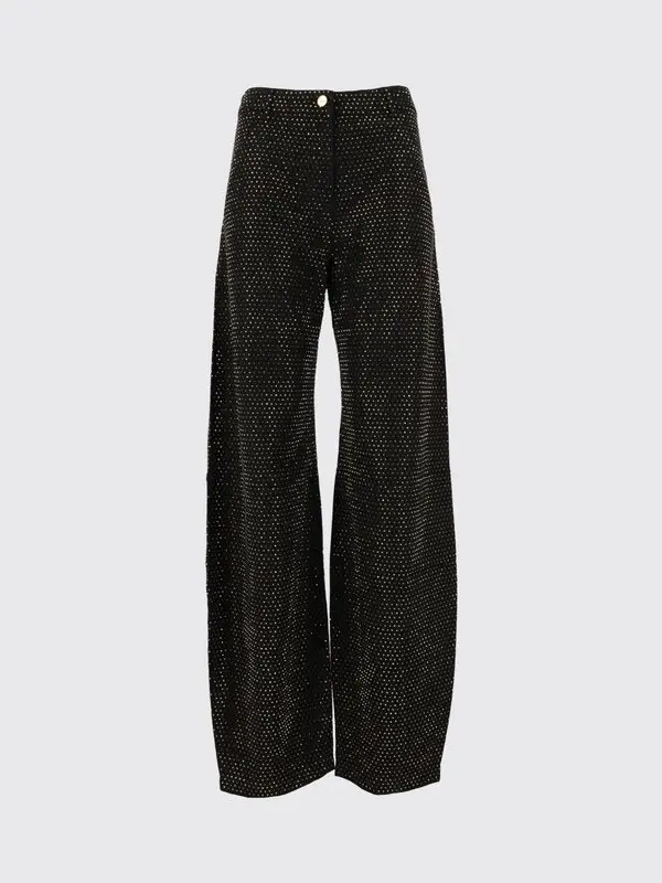 Elisabetta Franchi High-waist Baggy Jeans With Rhinestone Embellishments - Black