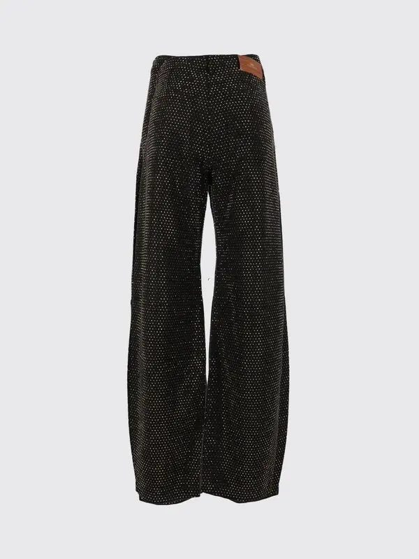 Elisabetta Franchi High-waist Baggy Jeans With Rhinestone Embellishments - Black