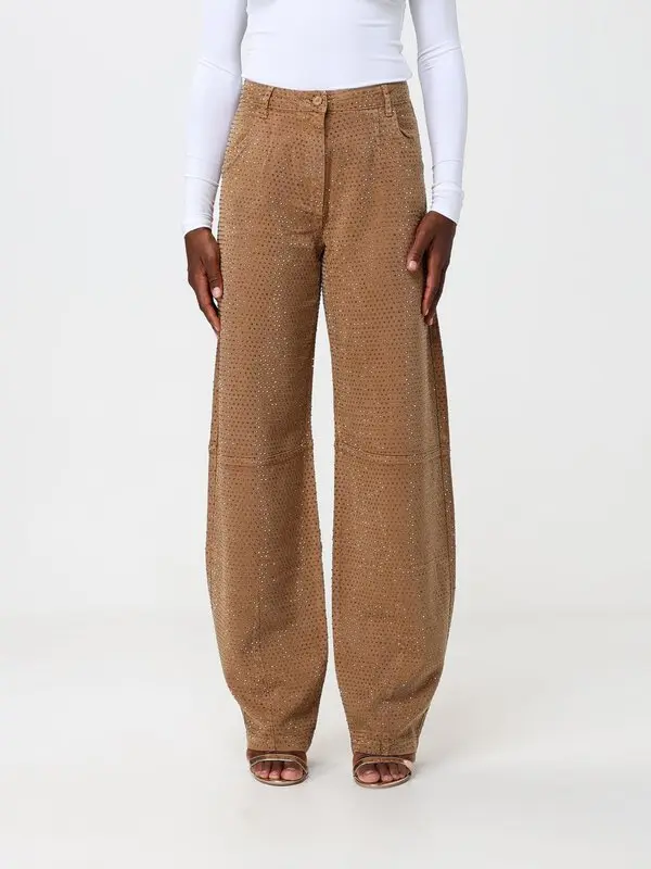 Elisabetta Franchi High-waist Baggy Jeans With Rhinestone Embellishments - Brown