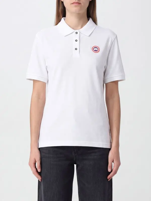 Canada Goose Slim Fit Cotton Polo Shirt With Contrast Logo - White
