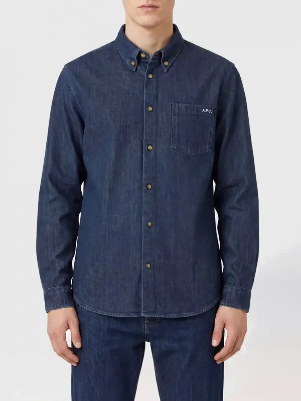 A.p.c. Slim Fit Button-down Collar Cotton Denim Shirt