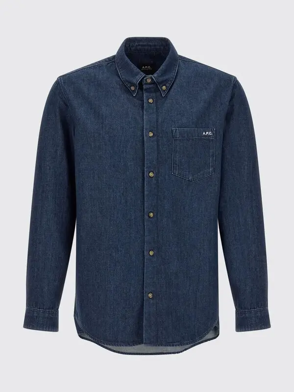 A.p.c. Slim Fit Button-down Collar Cotton Denim Shirt