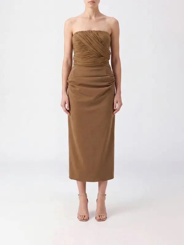 Magda Butrym Draped Off-the-shoulder Midi Sheath Dress In Cupro