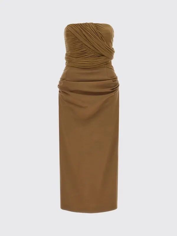 Magda Butrym Draped Off-the-shoulder Midi Sheath Dress In Cupro
