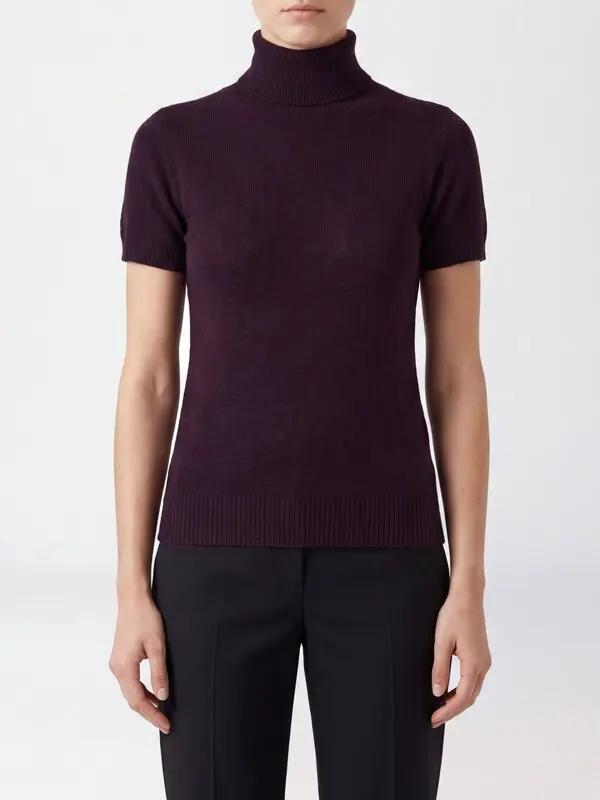 ALLUDE Ribbed Turtleneck Sweater - Plum
