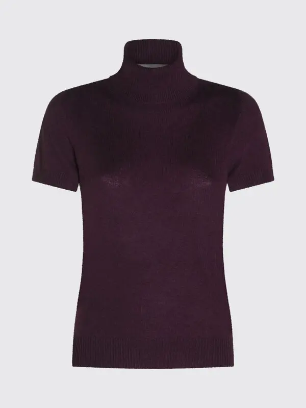 ALLUDE Ribbed Turtleneck Sweater - Plum