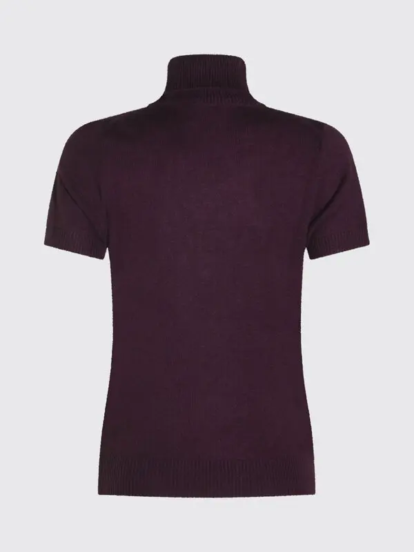 ALLUDE Ribbed Turtleneck Sweater - Plum