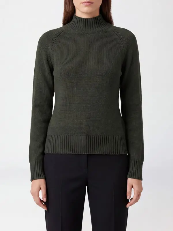 ALLUDE Ribbed High Neck Sweater - Green