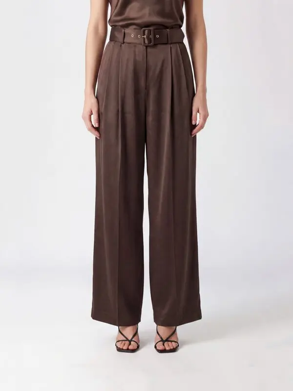 Zimmermann High-waisted Satin Palazzo Trousers With Adjustable Belt - Cocoa