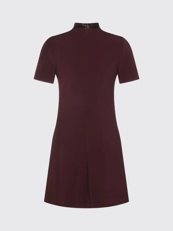 COURREGES A-line Crêpe Mini Dress With High Neck And Short Sleeves - Red