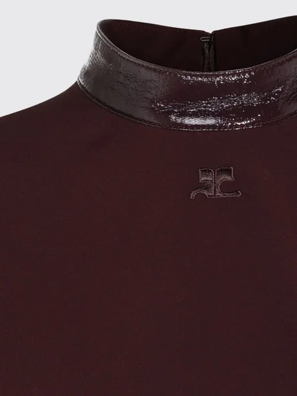 COURREGES A-line Crêpe Mini Dress With High Neck And Short Sleeves - Red