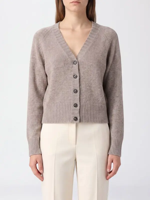 ALLUDE V-neck Button-front Cardigan - Grey
