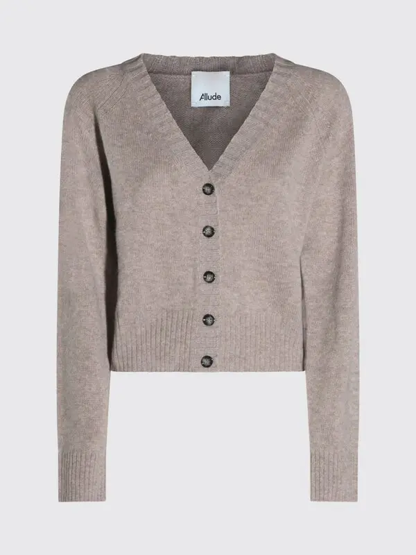 ALLUDE V-neck Button-front Cardigan - Grey