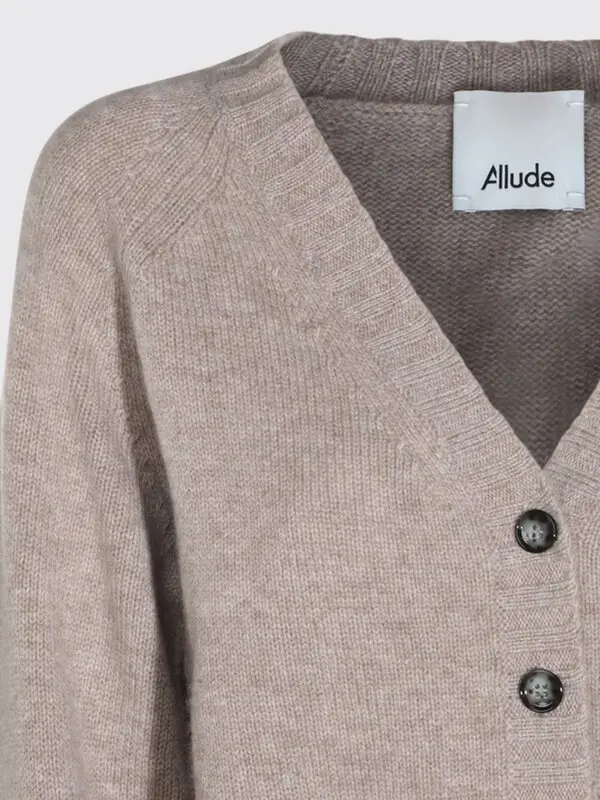 ALLUDE V-neck Button-front Cardigan - Grey