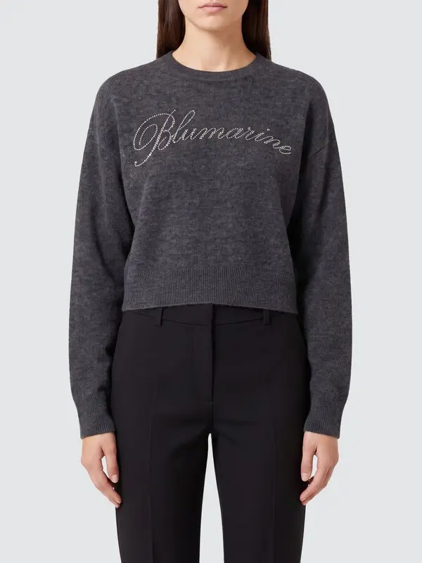 Blumarine Embellished Logo Sweater - Grey