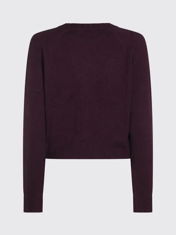 ALLUDE Ribbed Crew Neck Pullover - Plum