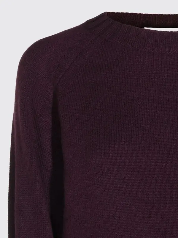 ALLUDE Ribbed Crew Neck Pullover - Plum